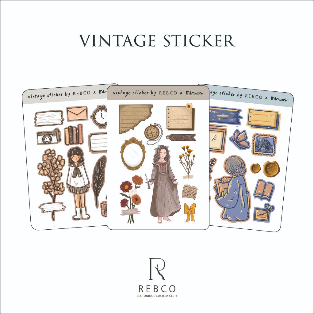 Jual Vintage sticker pack by Rebco | girl aesthetic sticker stiker ...