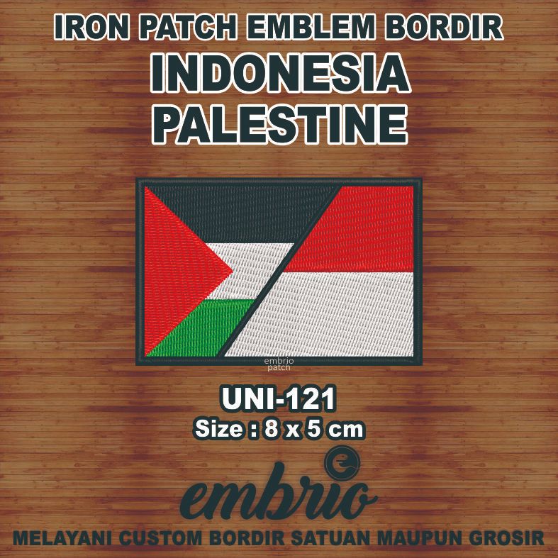 Jual UNI-121 - Patch Bendera INDONESIA PALESTINA Emblem Bordir Save ...