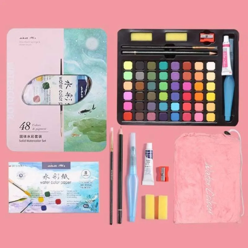 Jual 36/48 Watercolor Set Cat Air Set (Bonus Kuas dan Kertas Gambar ...