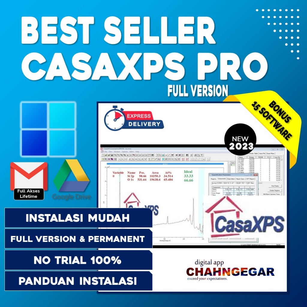 Jual CasaXPS 2025 Full Version Software teknik analisis data spektral Analisis XPS Escape ...