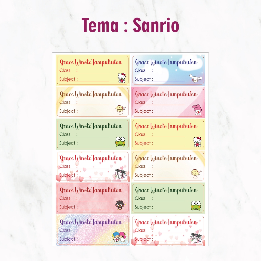 Jual Stiker Label Nama Anak Custom Ukuran M isi 24 pcs Sticker HVS Bisa ...