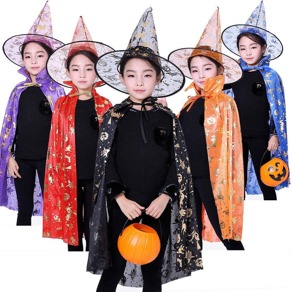Jual Kostum Halloween Jubah Set Topi Anak/Witch Costume Penyihir Wizard ...