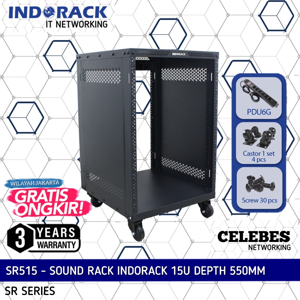 Jual SR515 Sound Rack 15U Depth 550mm INDORACK Rak Audio System ...
