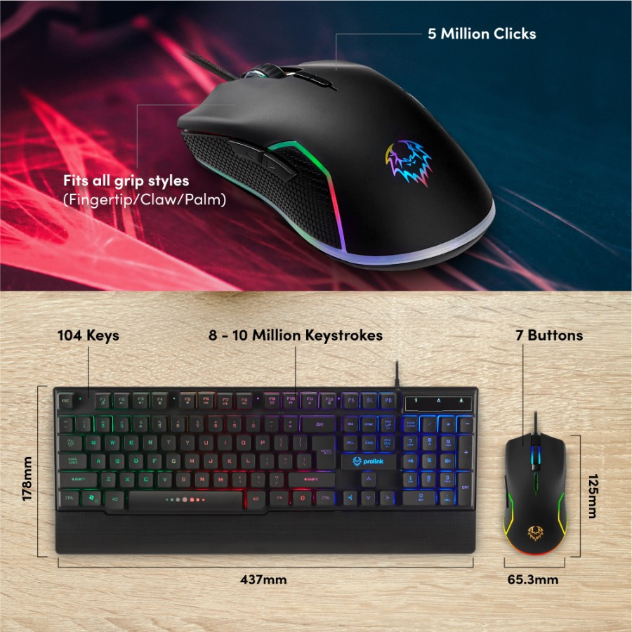 Jual Prolink Keyboard mouse GMK-6001M Megaderma Gaming Desktop Combo ...