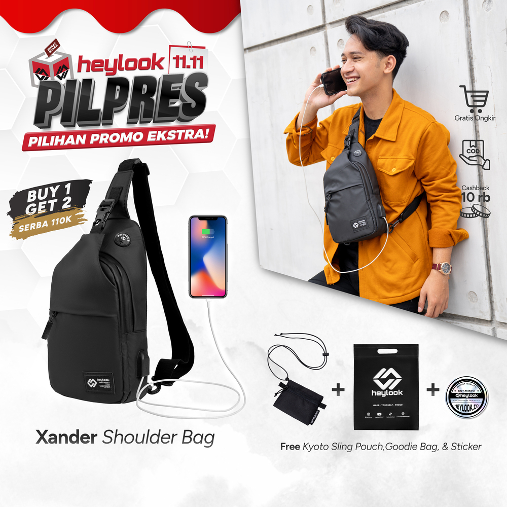 Jual PILPRES 11.11 (Buy 1 Get 3) - Sling Bag Pria XANDER Tas Selempang ...