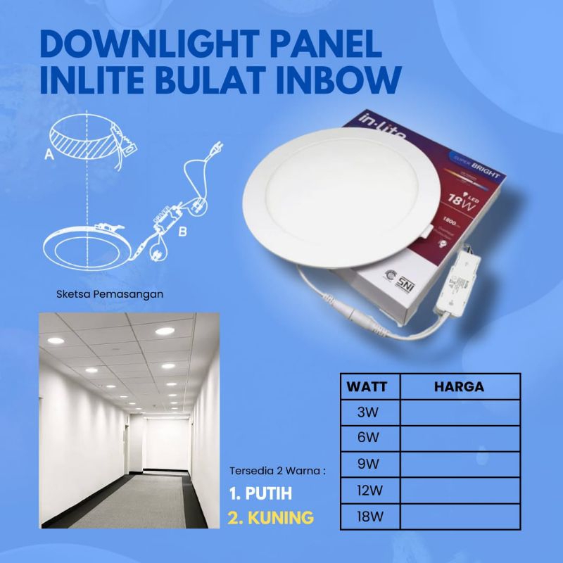 Jual Downlight Panel Inlite Inbow Bulat Kotak | Shopee Indonesia