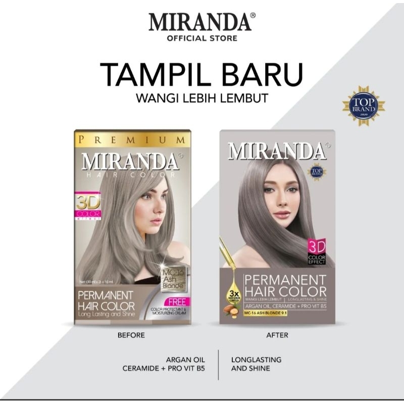 Jual Miranda MC 16 Ash Blonde 30 ml Cat Rambut Miranda Warna Abu-abu ...