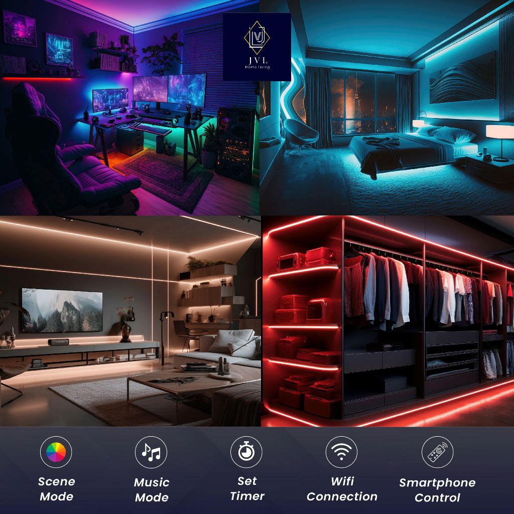 Jual JVL - Smart Strip Light Led RGBW Set 5050 Bright Gaming Lights ...
