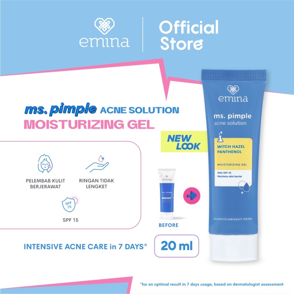 Jual Emina Ms. Pimple Acne Solution Moisturizing Gel 20mL | Pelembab Wajah SPF | Shopee Indonesia