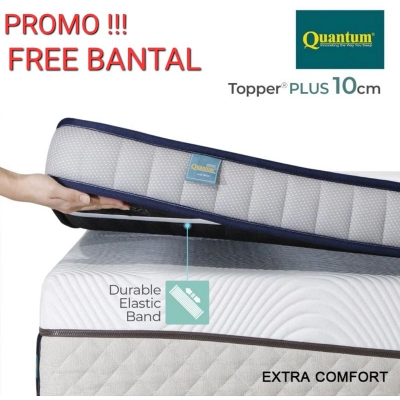 Jual Quantum Matras Topper Plus Pelapis Kasur Springbed Tebal 10cm Bisa