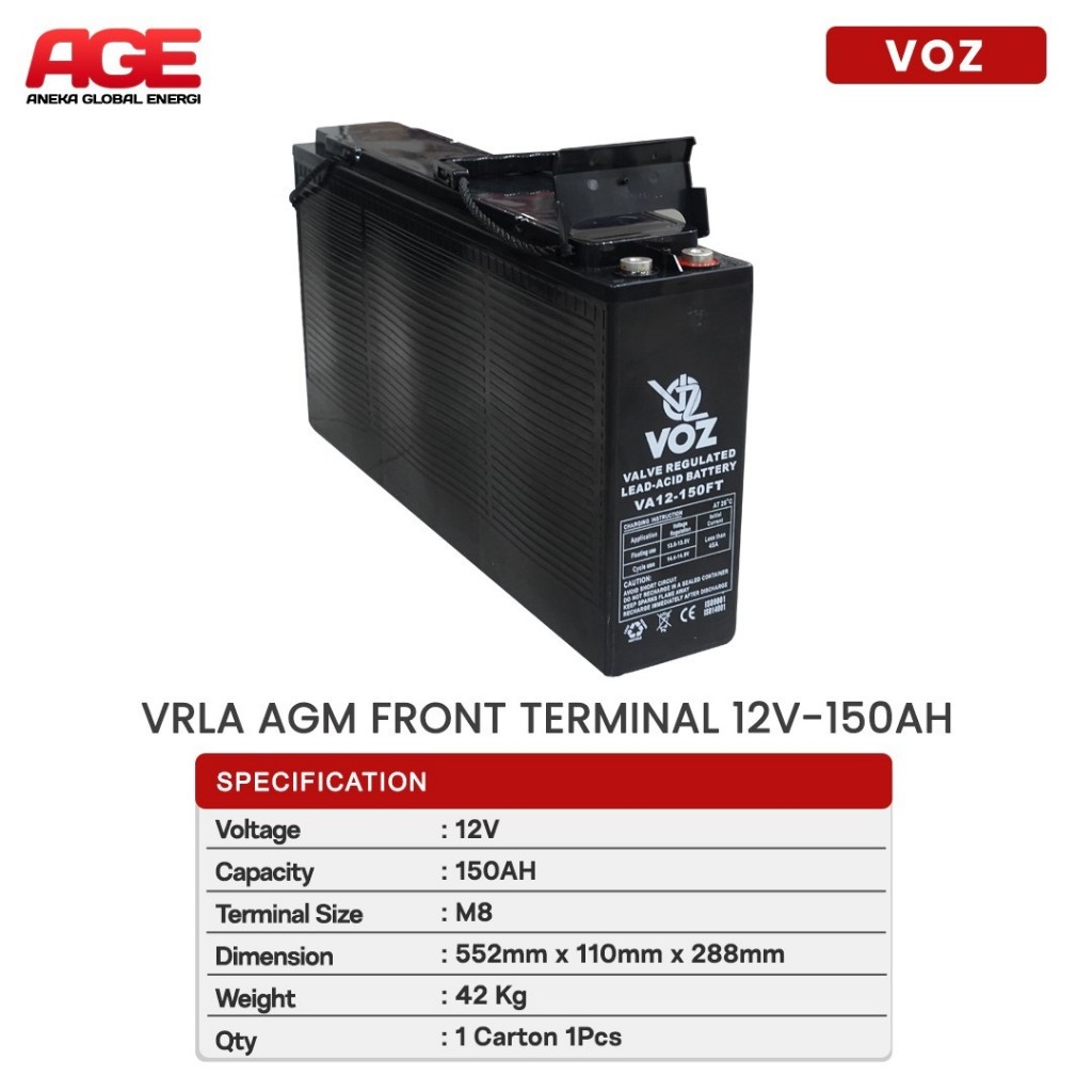 Jual VOZ Battery 12V 150Ah Front Terminal | Shopee Indonesia
