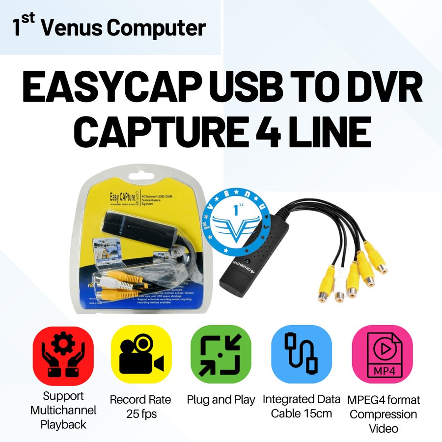 Jual EASYCAP USB TO DVR CAPTURE 4 LINE / CON18-USB | Shopee Indonesia