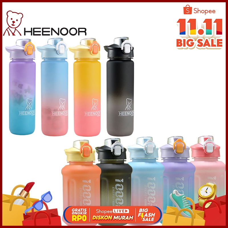 Jual Heenoor Botol Minum Plastik Gradasi Tombol+Sedotan+Sticker 2D DIY | 1L/1000ML | HX-306/305 ...