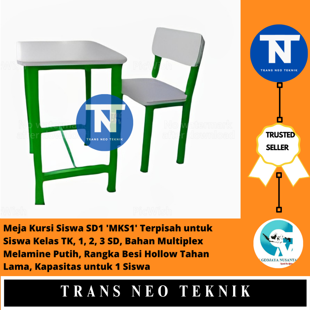 Jual Meja Kursi Siswa SD1 'MKS1' Terpisah untuk Siswa Kelas TK, 1, 2, 3 ...