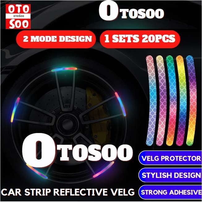 Jual OTOSOO sTICKER VELG MOBIL-MOTOR -rainbow reflective stickers ...