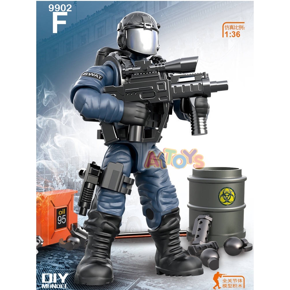 Jual Police mini figure mainan SWAT plastik mainan polisi set kecil ...