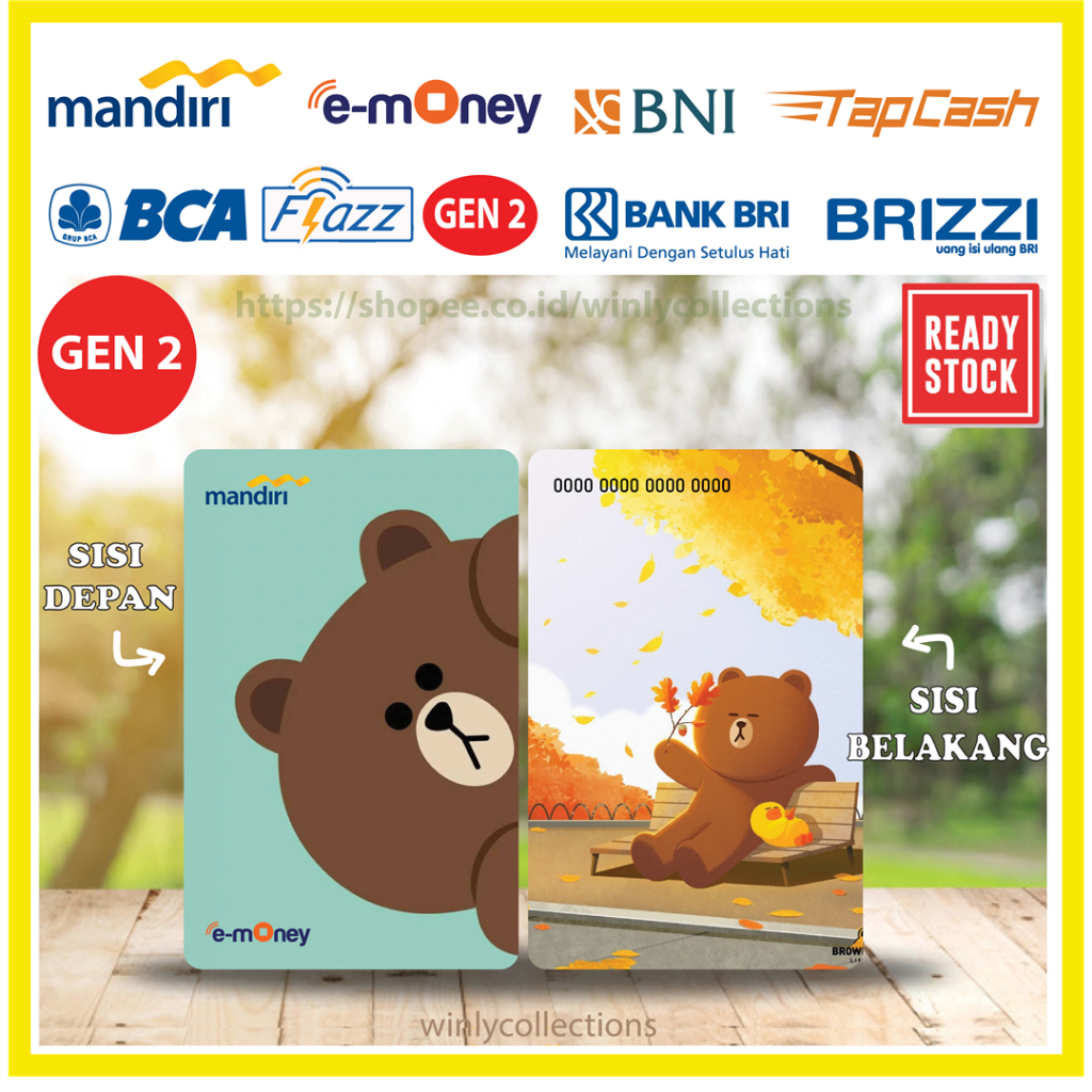 Jual KARTU EMONEY ETOLL ANIME BROWN BEAR BERUANG MANDIRI FLAZZ BCA BNI ...