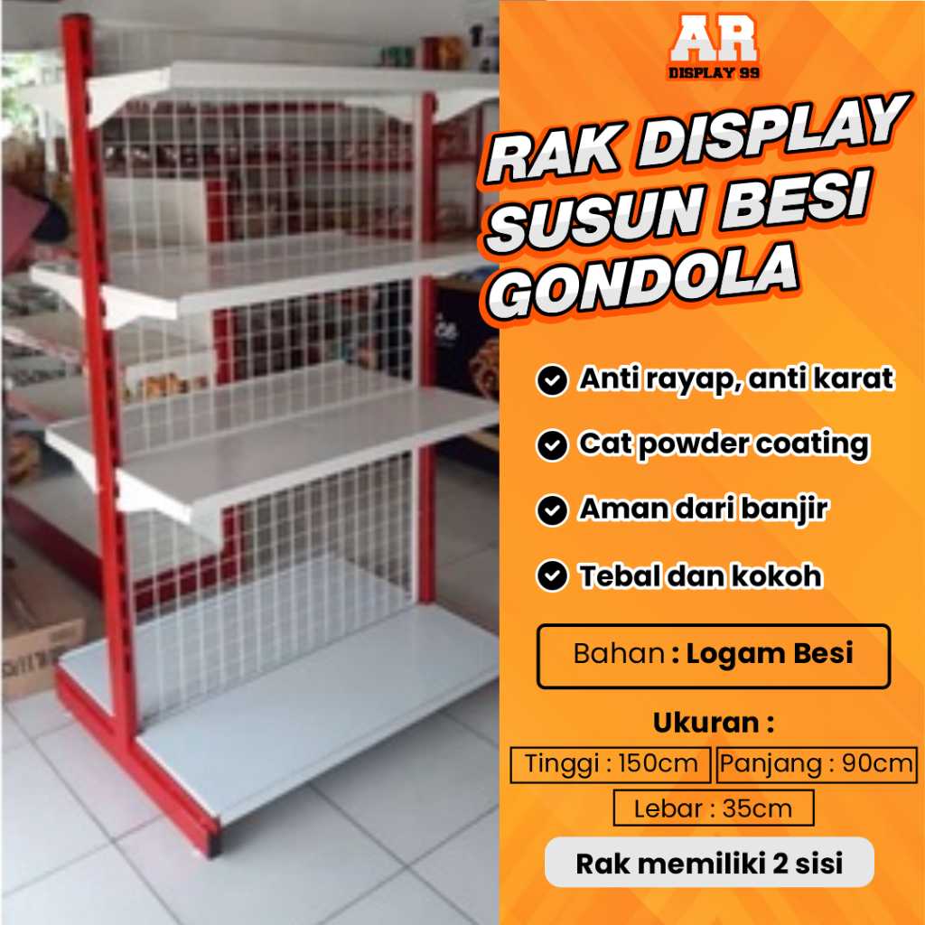 Jual Rak Display Susun Besi Gondola 2 Sisi Tinggi 150cm Serbaguna ...