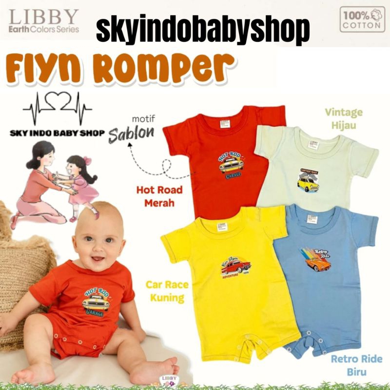 Jual Libby Baby | Baju Kodok Segiempat | Flynn Romper Sablon | Bodysuit ...