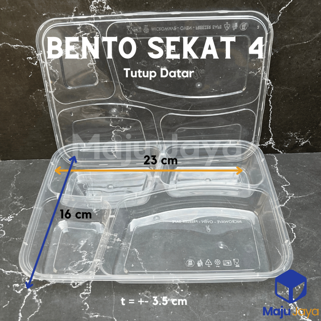 Jual [1 PACK ISI 25 PCS] Thinwall Bento 4 Sekat / Bento Bintang / Bento ...