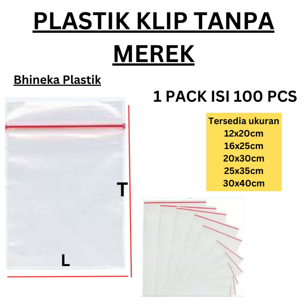 Jual Plastik Klip Bening, Kantong Plastik Zipper/ Ziplock, Uk 12x20 ...