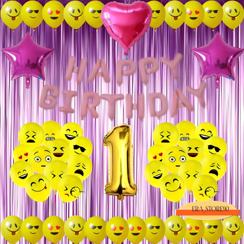 Jual Paket Set Pesta Ulang Tahun Tirai Pink Doff Dan Pink Love Balon ...