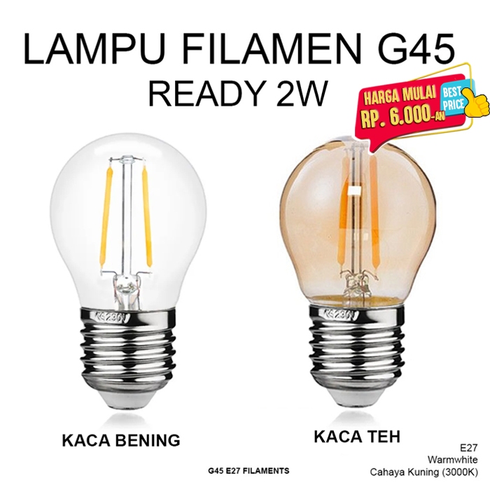 Jual Lampu Bulb LED Filamen Edison Vintage G45 2watt 2w fitting e27 ...