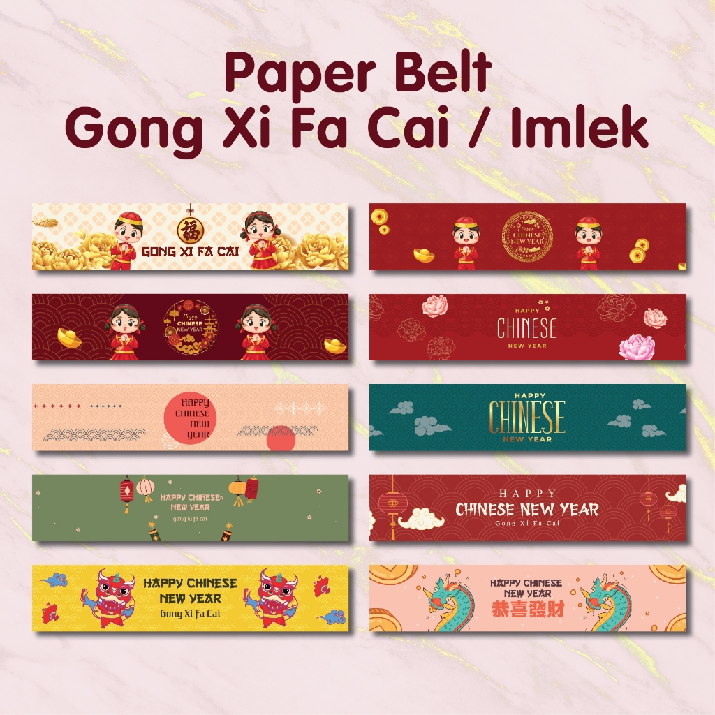 Jual 7 pcs Paper Belt / Paper Sleeve Imlek 2024 Chinese New Year Gong Xi Fa Cai Ekonomis ...