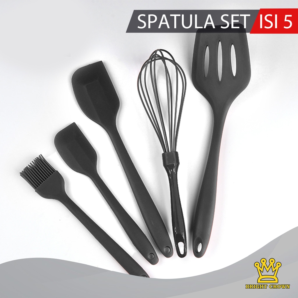 Jual Bright Crown Spatula Silicone Set Tahan Panas 11Pcs Pegangan Kayu ...