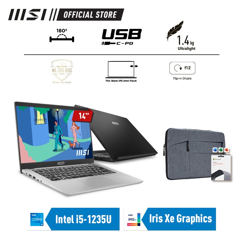Jual MSI MODERN 14 CORE I5-1235 16GB 512GB W11+OHS 14.0FHD IPS | Shopee ...