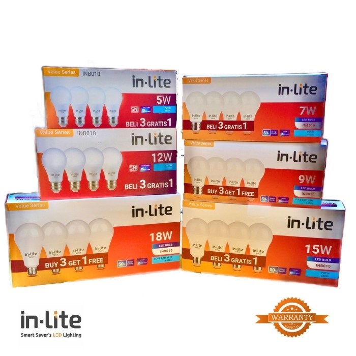 Jual LAMPU INLITE PAKET VALUE SERIES BELI 3 GRATIS 1 BOHLAM LED IN-LITE LED BULB BOHLAM LED ...