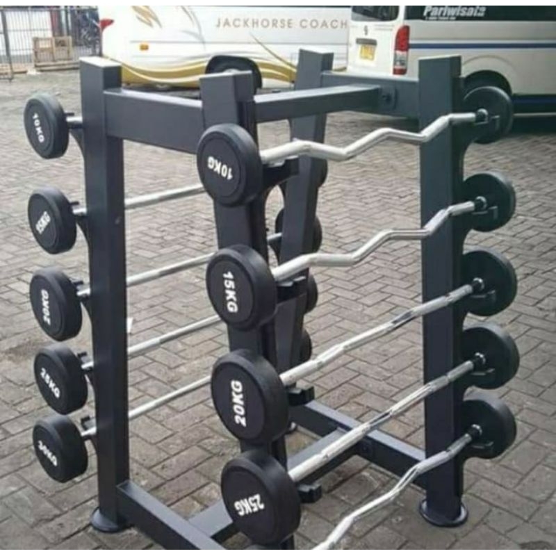 Jual Alat fitnes rack + dumble stik curl & lurus | Shopee Indonesia