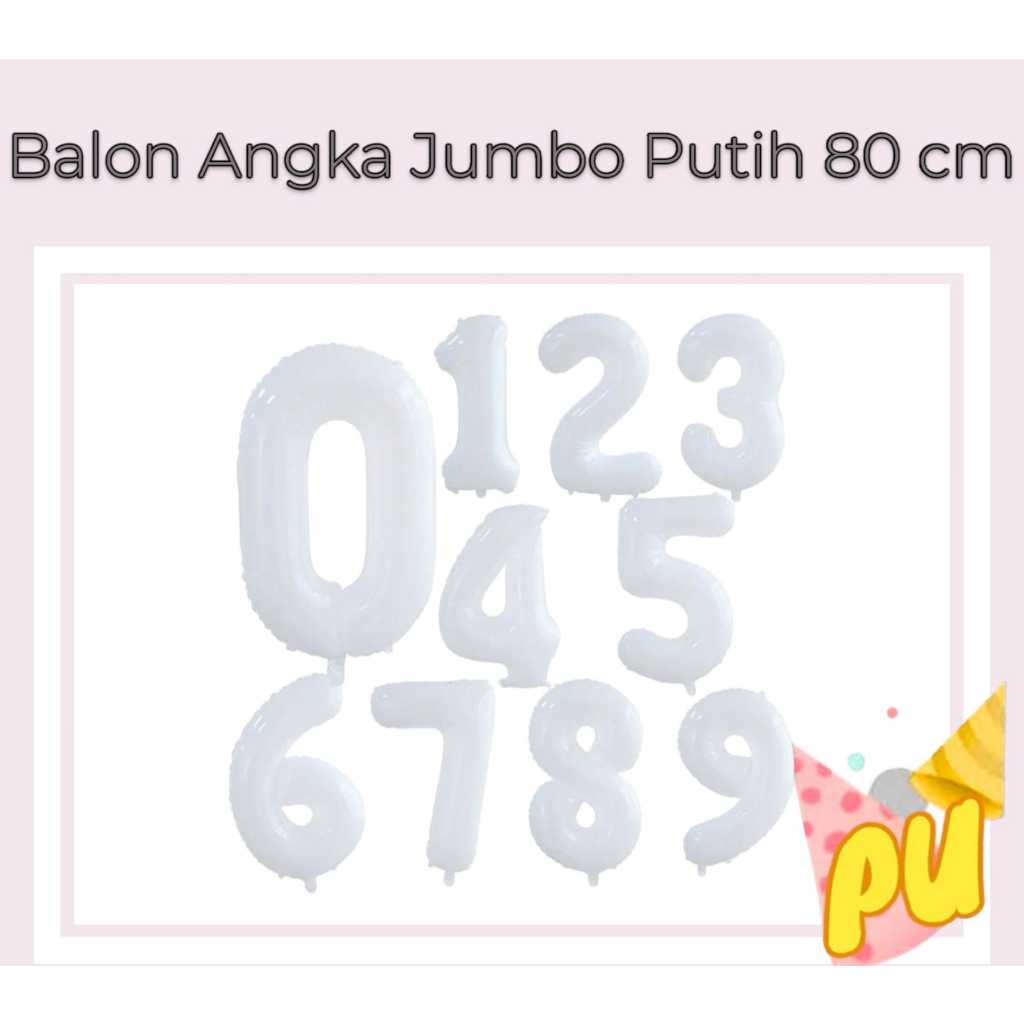 Jual Balon Angka Jumbo 80 Cm PUTIH / Balon Foil Angka 80cm / Balon ...