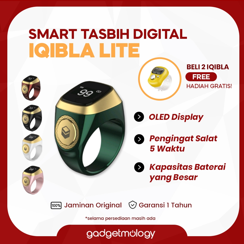 Jual iQIBLA Smart Tasbih Digital Ring Zikr1 Lite Tasbeeh Counter Zikir ...