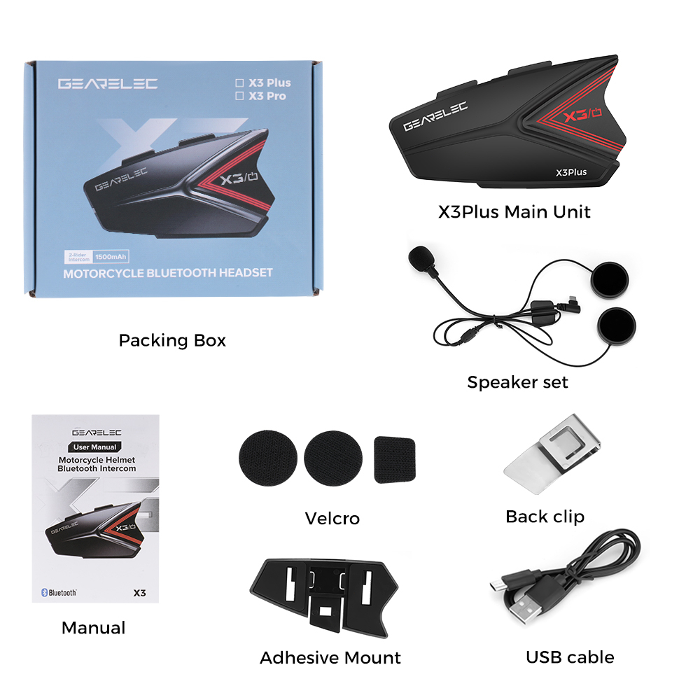 Jual GEARELEC DK06 PRO Headset Interkom Helm Sepeda Motor untuk Koneksi 1:1 Antara Interkom 6 ...