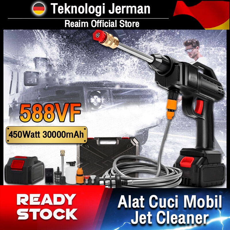 Jual Reaim mesin cuci mobil cordless 450w 100Bar alat cuci mobil alat ...