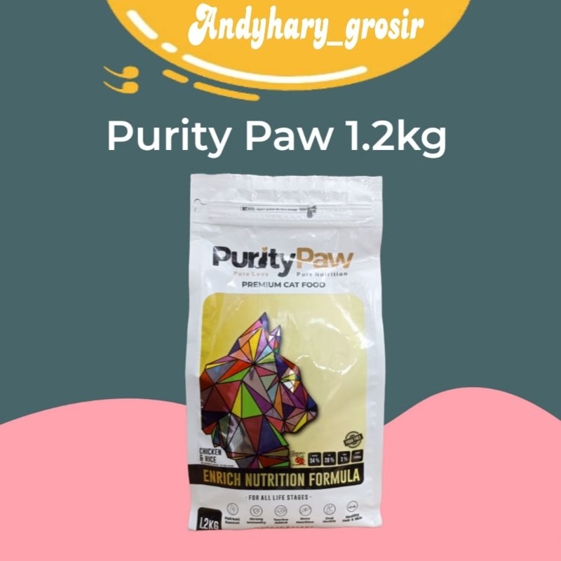 Jual Purity Paw Chicken & Rice 1.2 Kg Dry Cat Food For All Life Stages ...