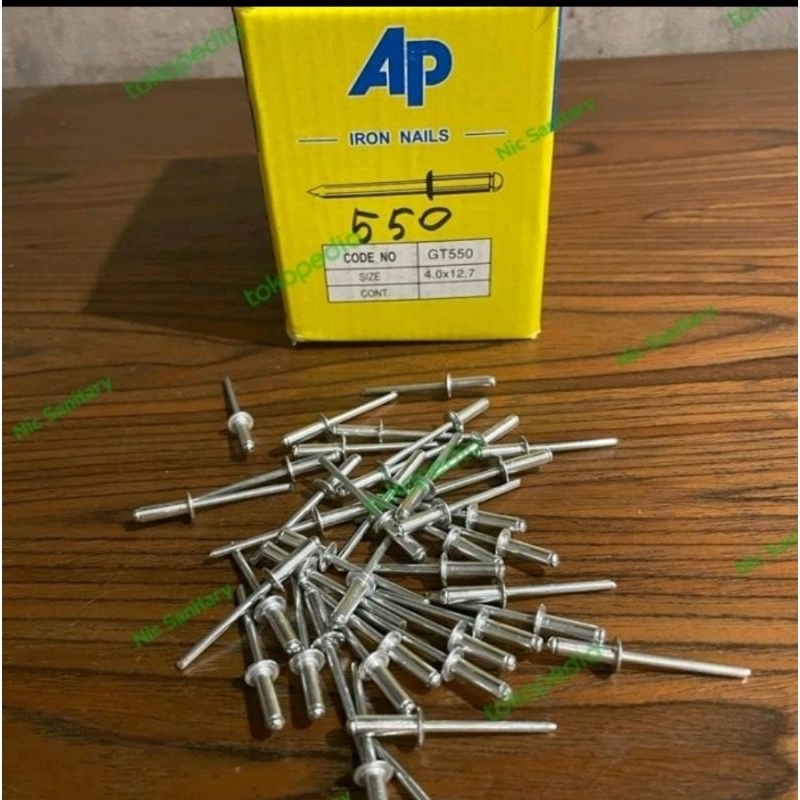 Jual paku rivet 550 paku rivet 4 MM x 12,7 MM paku ripet 550 ( 1 kotak ...
