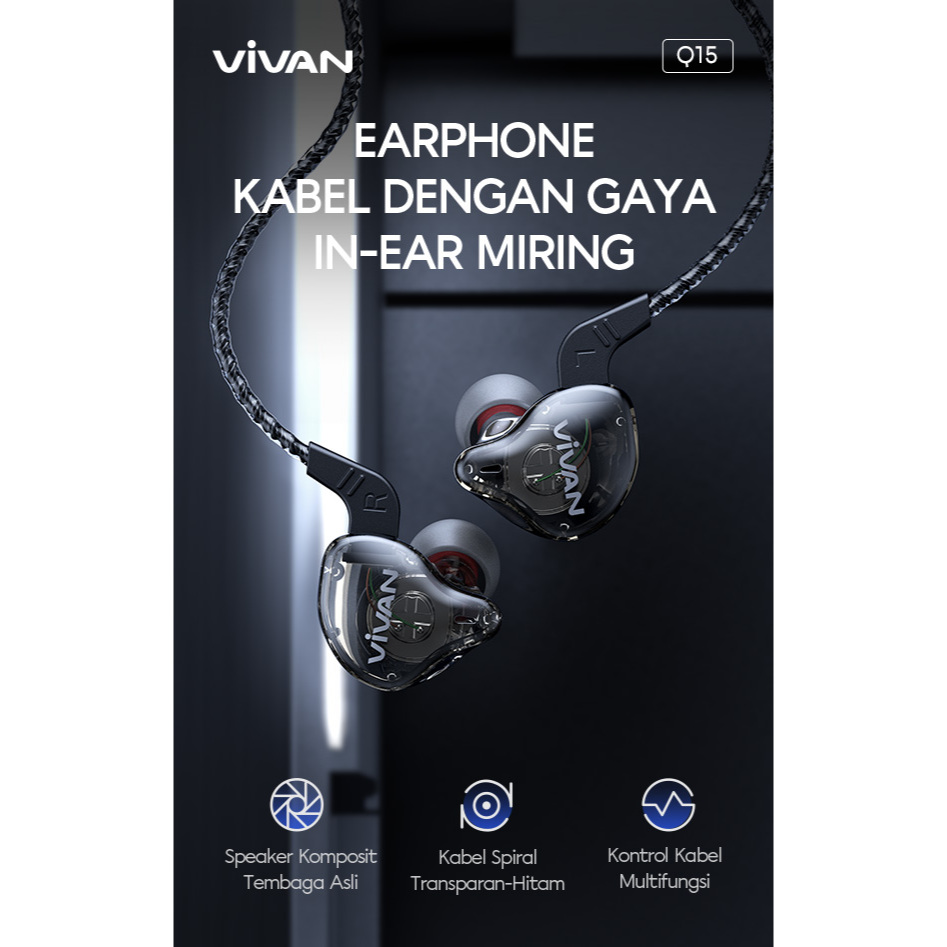 Jual Vivan Q15 Headset Wired in Ear IEM Earphone Handsfree Earbuds with ...