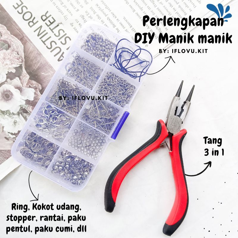Jual DIY Manik Manik Set Meronce Gelang Kalung + Tang Aksesoris 3 in 1 ...