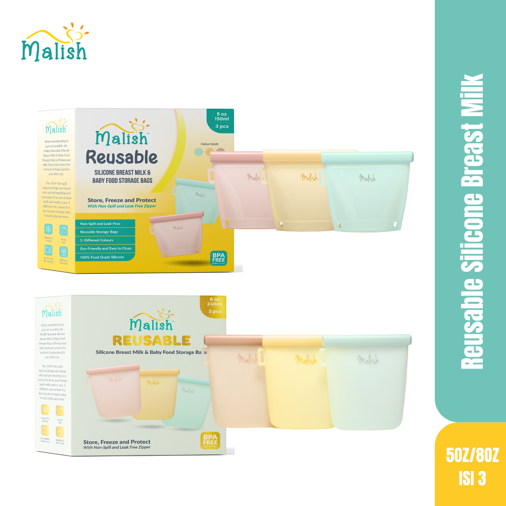 Jual Malish Reusable Silicone Breast Milk & Baby Foods Bag | Shopee ...