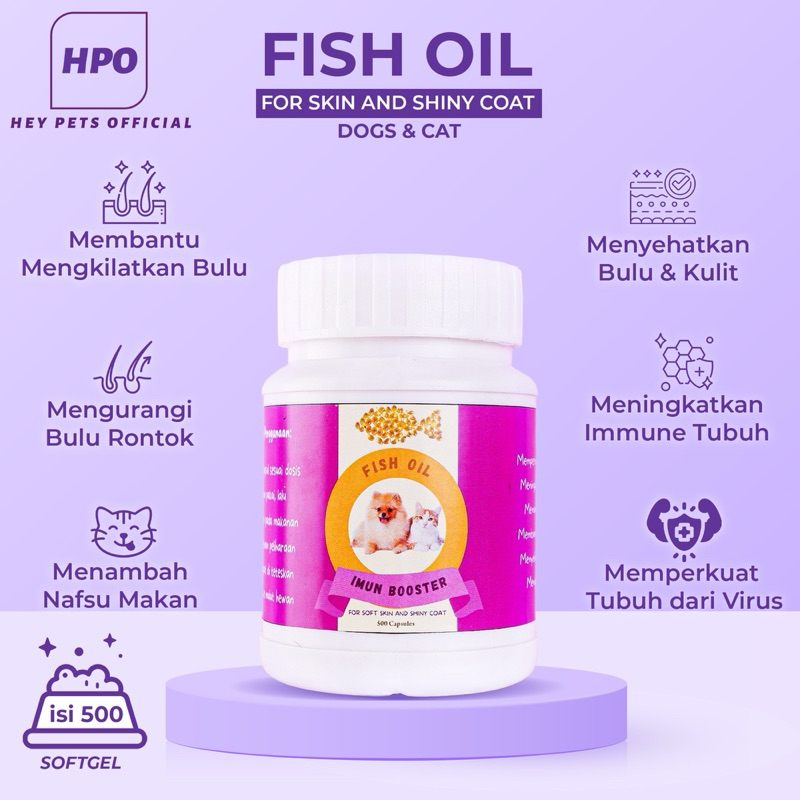 Jual FISH COD OIL MINYAK IKAN VITAMIN BULU HEWAN KUCING ANJING 500BUTIR ...