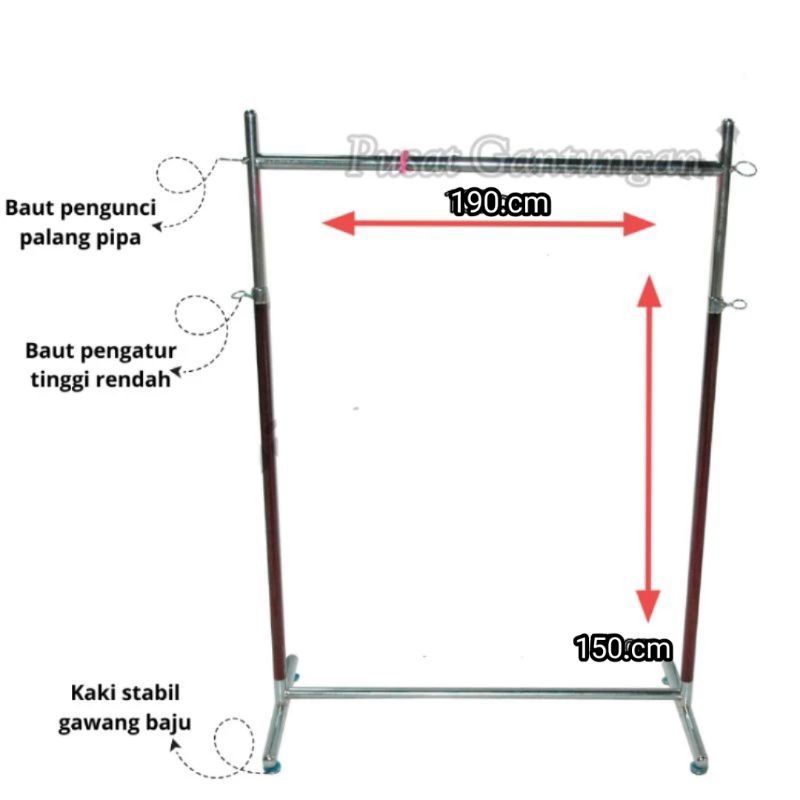 Jual Gawang Baju Besi / Gawangan Tarik Tengah (150.cm) | Shopee Indonesia