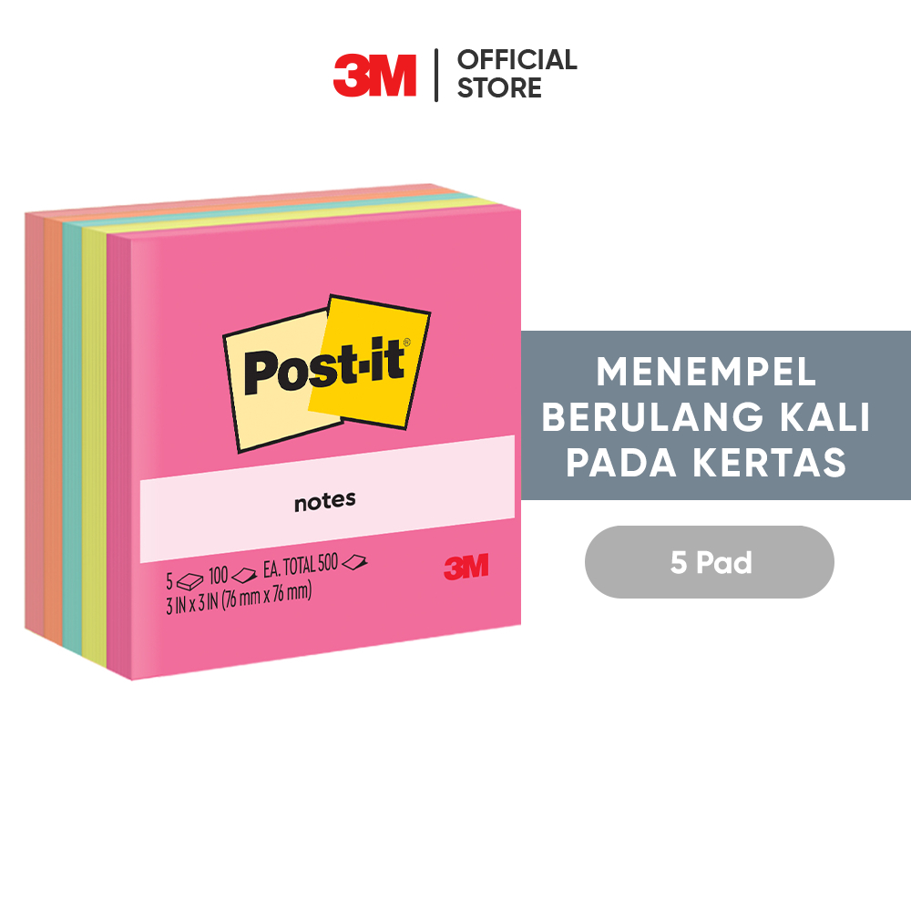 Jual 3M™ Post-it® Notes, 654-5AN, Menempel berulah kali pada kertas, 5 ...