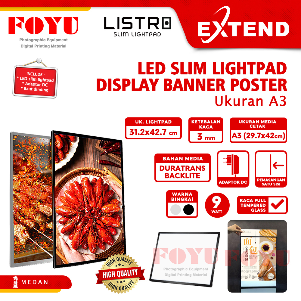 Jual LED Slim Light Pad Display Wall Poster Banner Neon Box Tipis Menu ...
