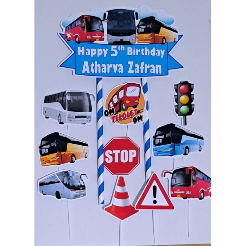 Jual TOPPER CAKE GAMBAR BIS BUS TELOLET BISA CUSTOM NAMA | Shopee Indonesia