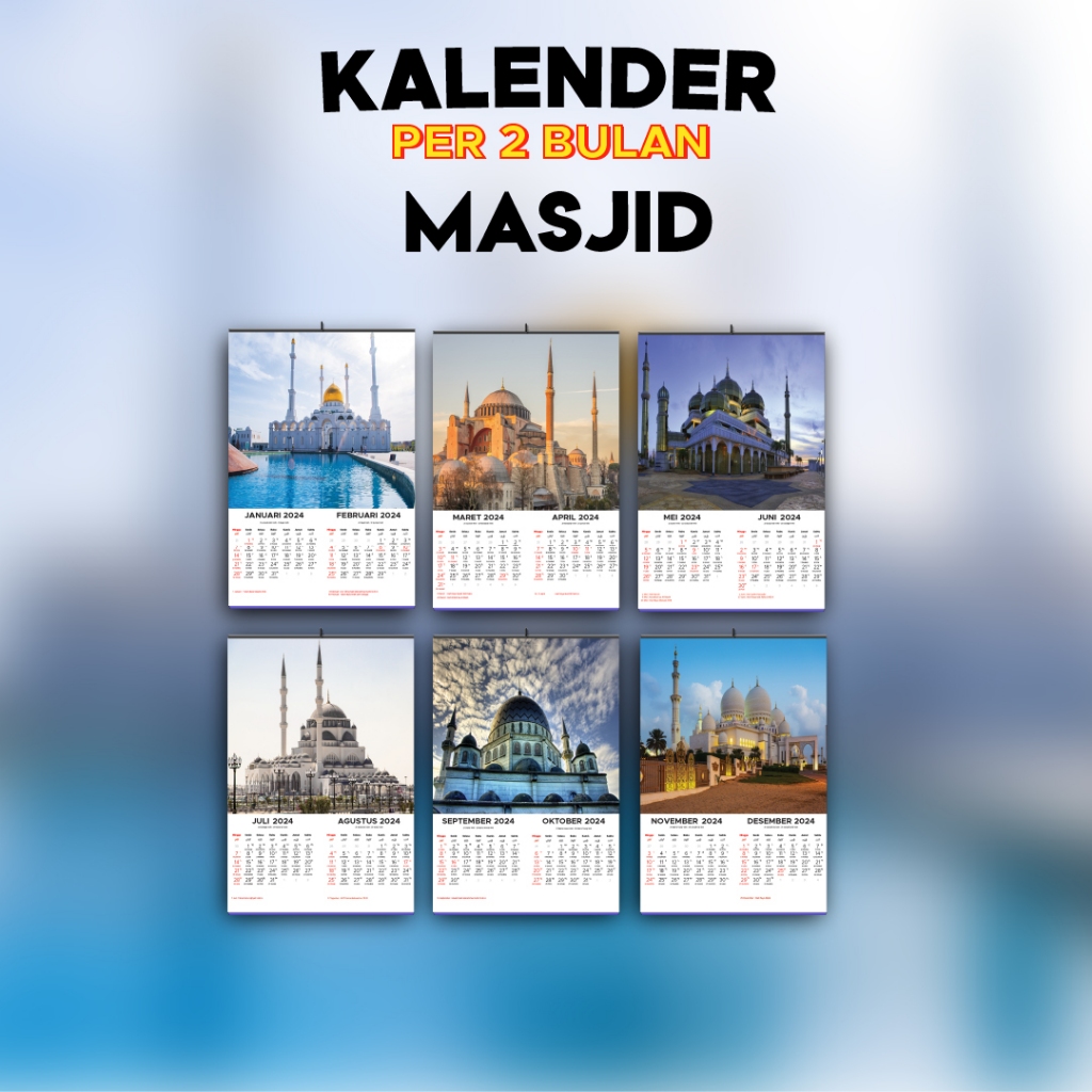 Jual Kalender Dinding Masjid 2024 6 Lembar Klem | Shopee Indonesia
