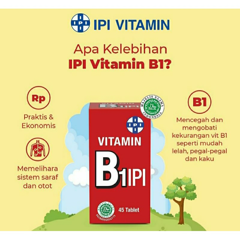 Jual Vitamin B1 IPI isi 45 tablet Vit B 1 Multivitamin Mineral ...