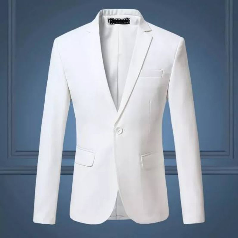 Jual Jas Pria | Blazer Pria Korea Warna Putih | Jas Putih Pria | Jas ...
