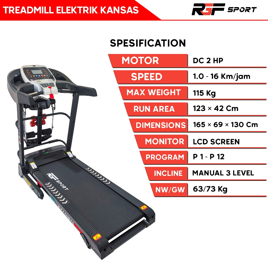 Jual Alat Fitness Treadmill Elektrik RGF SPORT - Kansas | Shopee Indonesia